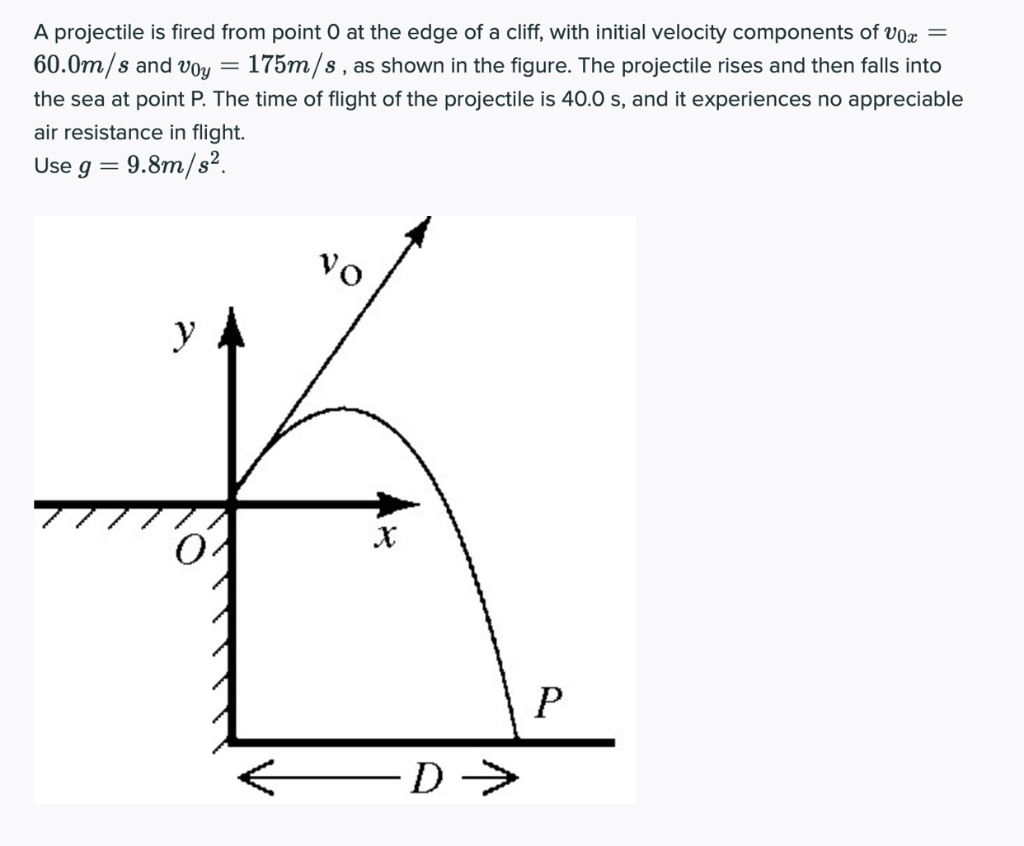 Solved A projectile is fired from point 0 at the edge of a | Chegg.com