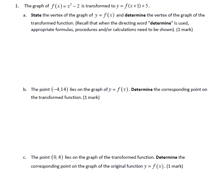 Solved The graph of f(x)=x2−2 is transformed to y=f(x+1)+5. | Chegg.com
