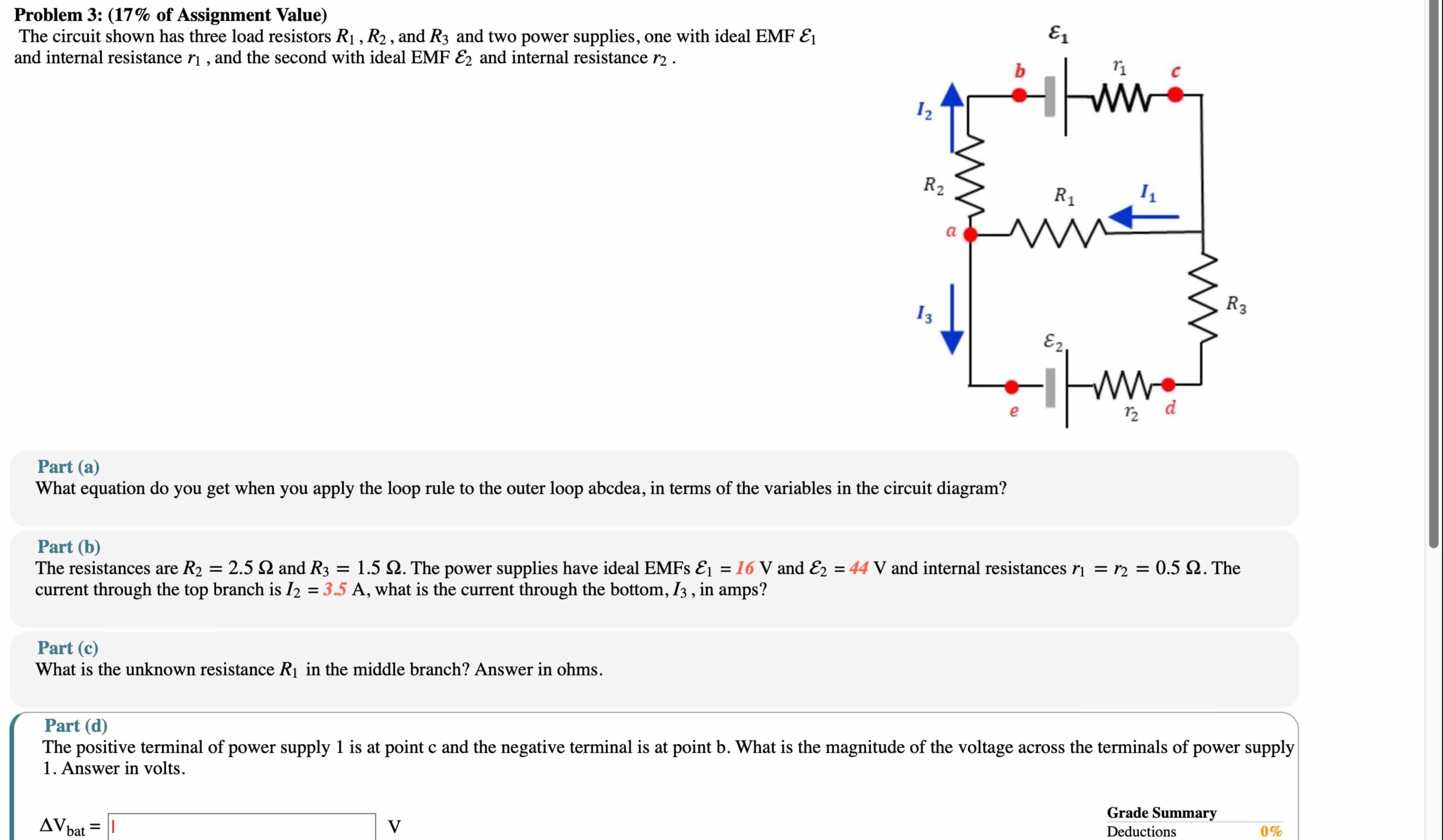 Solved Problem 3: (17% of ﻿Assignment Value)The circuit | Chegg.com
