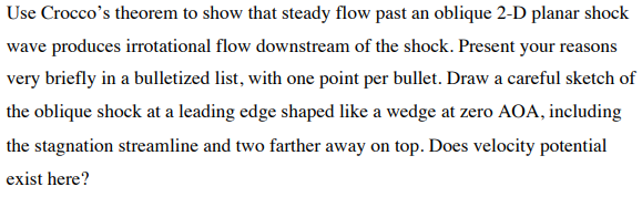 Solved Use Crocco's theorem to show that steady flow past an | Chegg.com