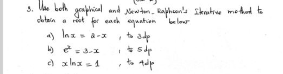 Solved 3. Use both graphical and Newton-Raphcon's Iterative | Chegg.com