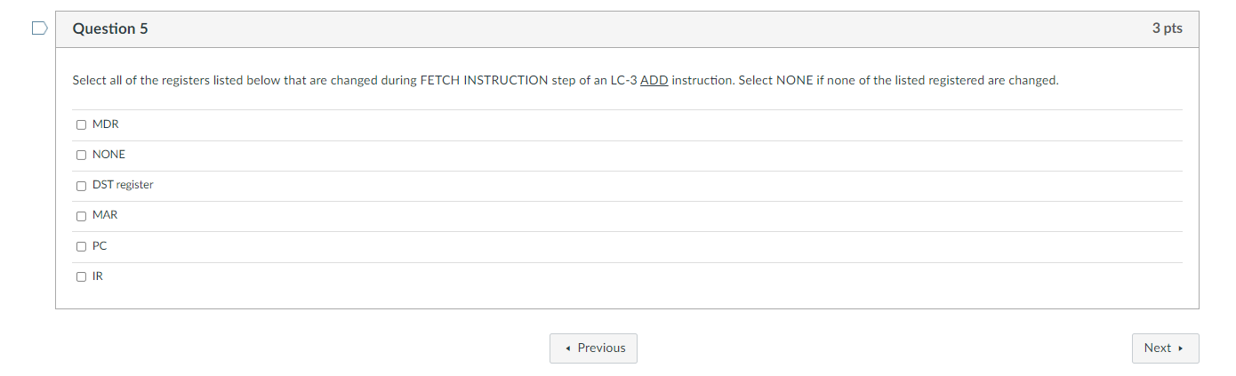 Solved Question 5 3 pts Select all of the registers listed | Chegg.com