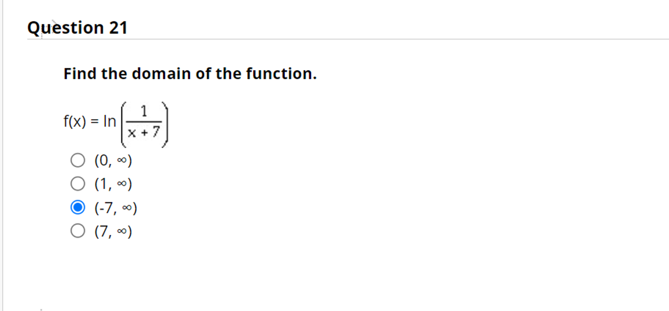 Solved Question 21Find the domain of the | Chegg.com