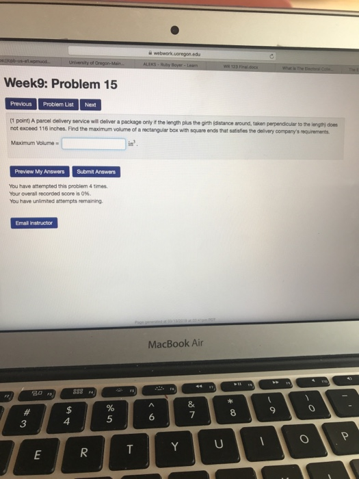Solved webwork.uoregon.edu Week9: Problem 15 Previous | Chegg.com