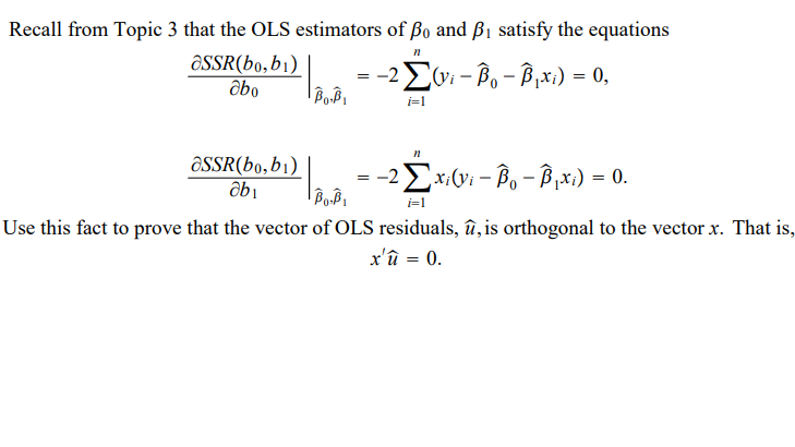 Solved (a) In the bivariate linear regression model Yi = Bo | Chegg.com