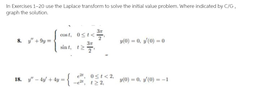 Solved In Exercises 1-20 use the Laplace transform to solve | Chegg.com