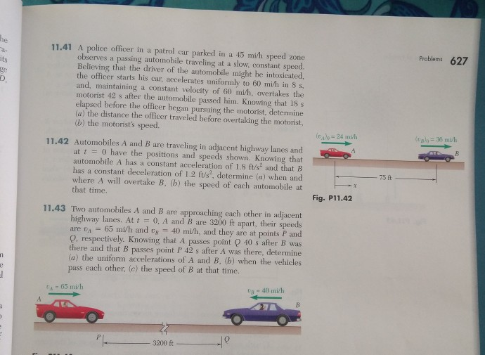 Solved he 11.41 A police officer in a patrol car parked in a | Chegg.com