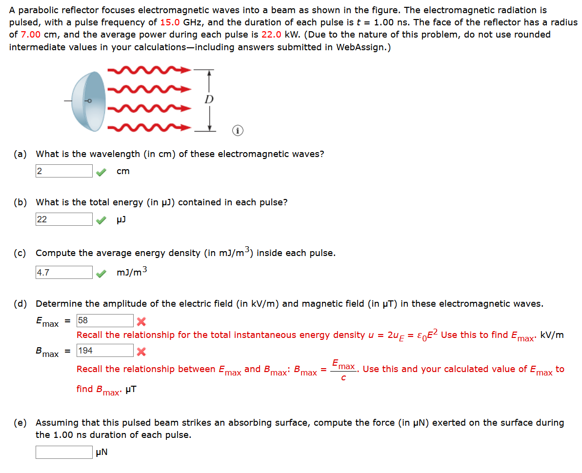 Solved A parabolic reflector focuses electromagnetic waves | Chegg.com