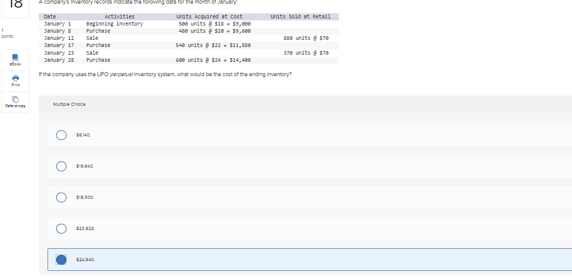 Solved 17 1 points A company has the following purchases and | Chegg.com
