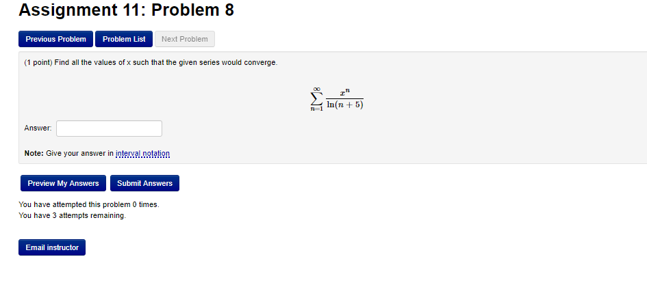 Solved Assignment 11 Problem 8 Previous Problem Problem 