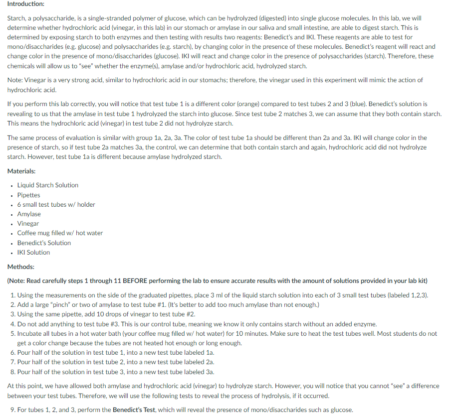 Solved Introduction: Starch, a polysaccharide, is a | Chegg.com