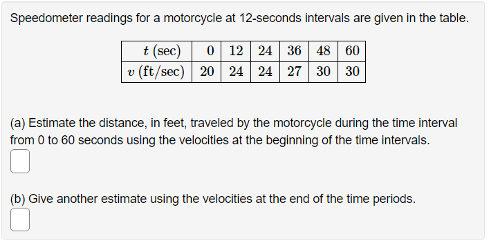 Solved Speedometer readings for a motorcycle at 12 -seconds | Chegg.com