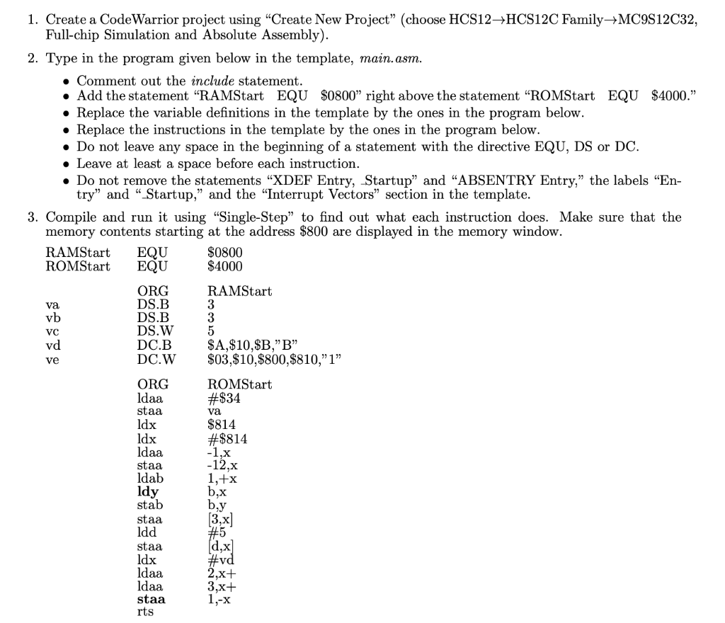 1. Create a CodeWarrior project using "Create New | Chegg.com