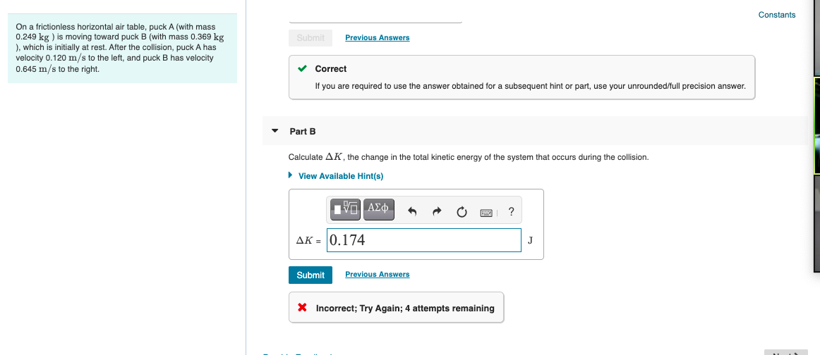 Solved Constant Constants Submit Previous Answers On a | Chegg.com