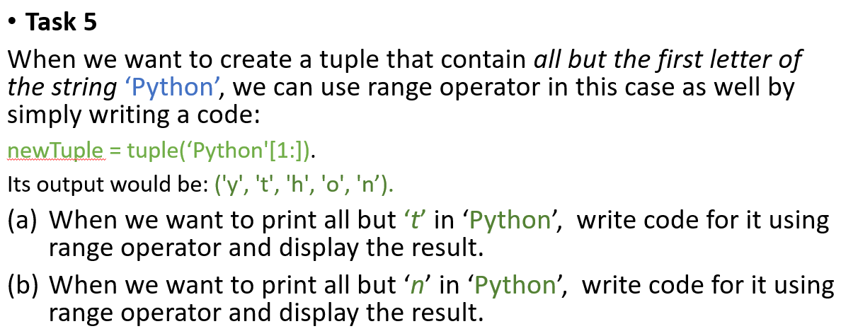 Solved Task 1. - Create a tuple 'z' from a string 'Maxima’ | Chegg.com