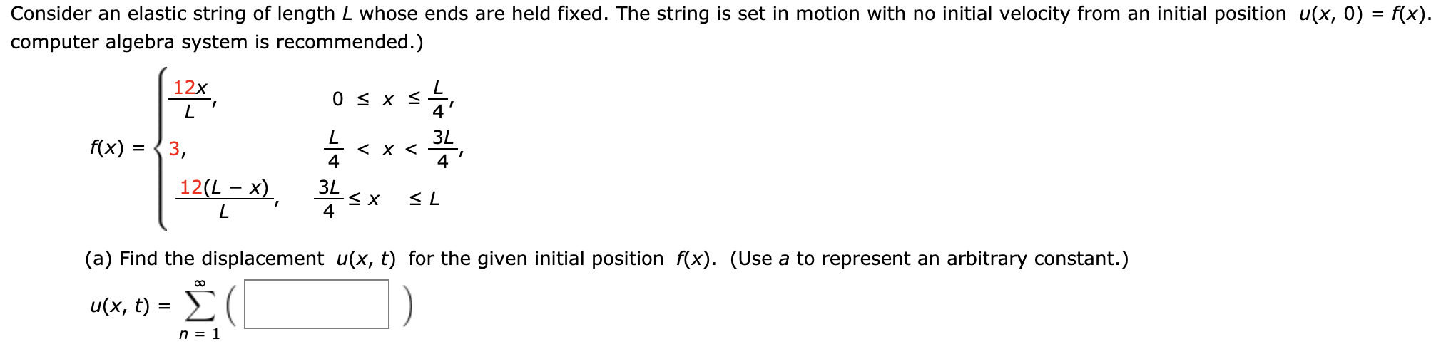 Solved Consider an elastic string of length L whose ends are | Chegg.com