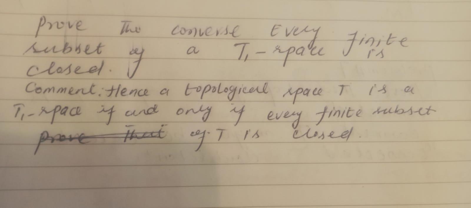 Solved Every finite prove The Converse subset closed og T, - | Chegg.com