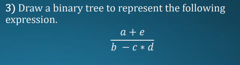 Solved a 3) Draw a binary tree to represent the following | Chegg.com