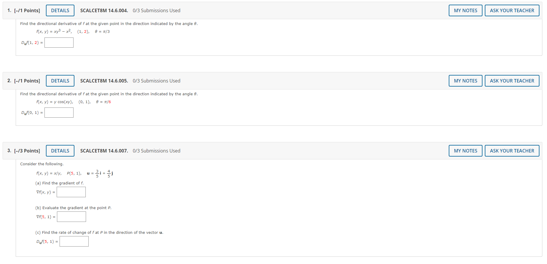 Solved 1. [-/1 Points] DETAILS SCALCET8M 14.6.004. 0/3 | Chegg.com