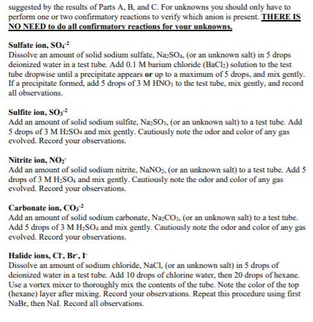 Solved Qualitative Analysis II - Anions Purpose: To study | Chegg.com