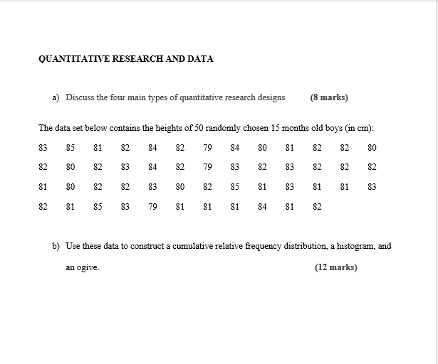 Solved QUANTITATIVE RESEARCH AND DATA a) Discuss the four | Chegg.com