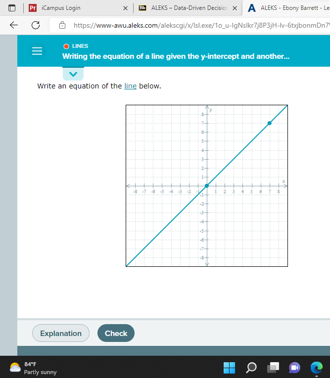 Solved Write an equation of the line below. | Chegg.com