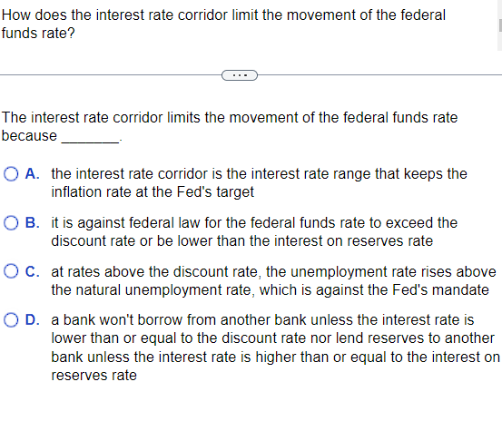 Solved How does the interest rate corridor limit the | Chegg.com