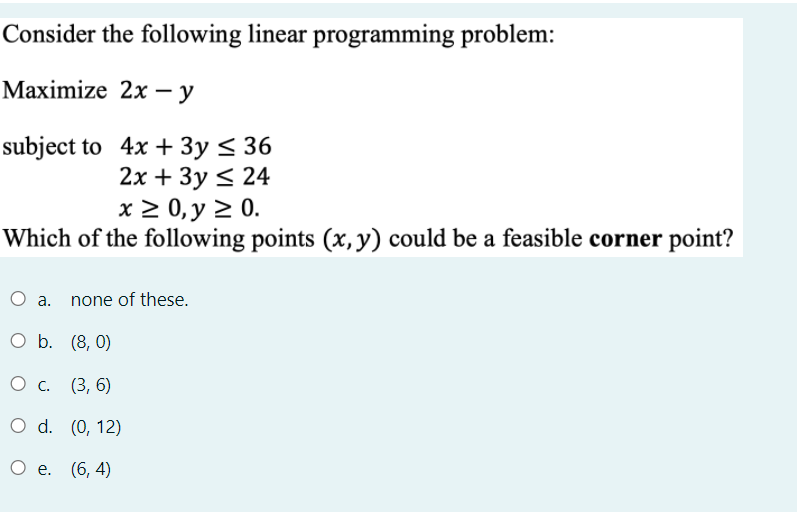 Solved Consider the following linear programming model: | Chegg.com
