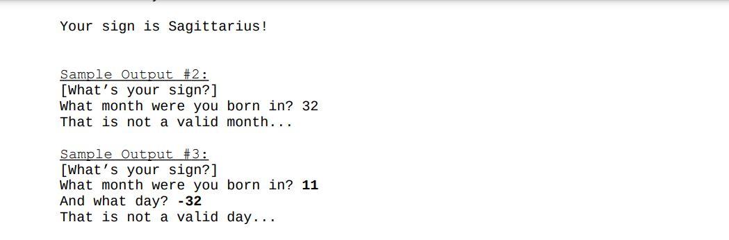 Solved Assignment 5B: What's your sign? We can use 2D arrays | Chegg.com