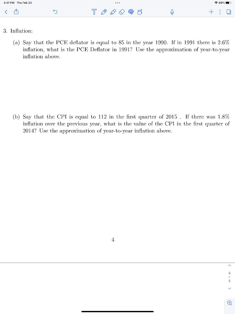 Solved (a) Say that the PCE deflator is equal to 85 in the | Chegg.com