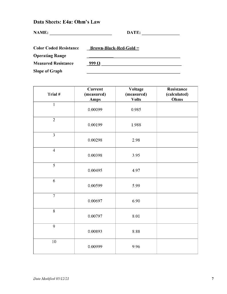 Solved E4a: Simple D.C. Circuits Introduction: An oft | Chegg.com