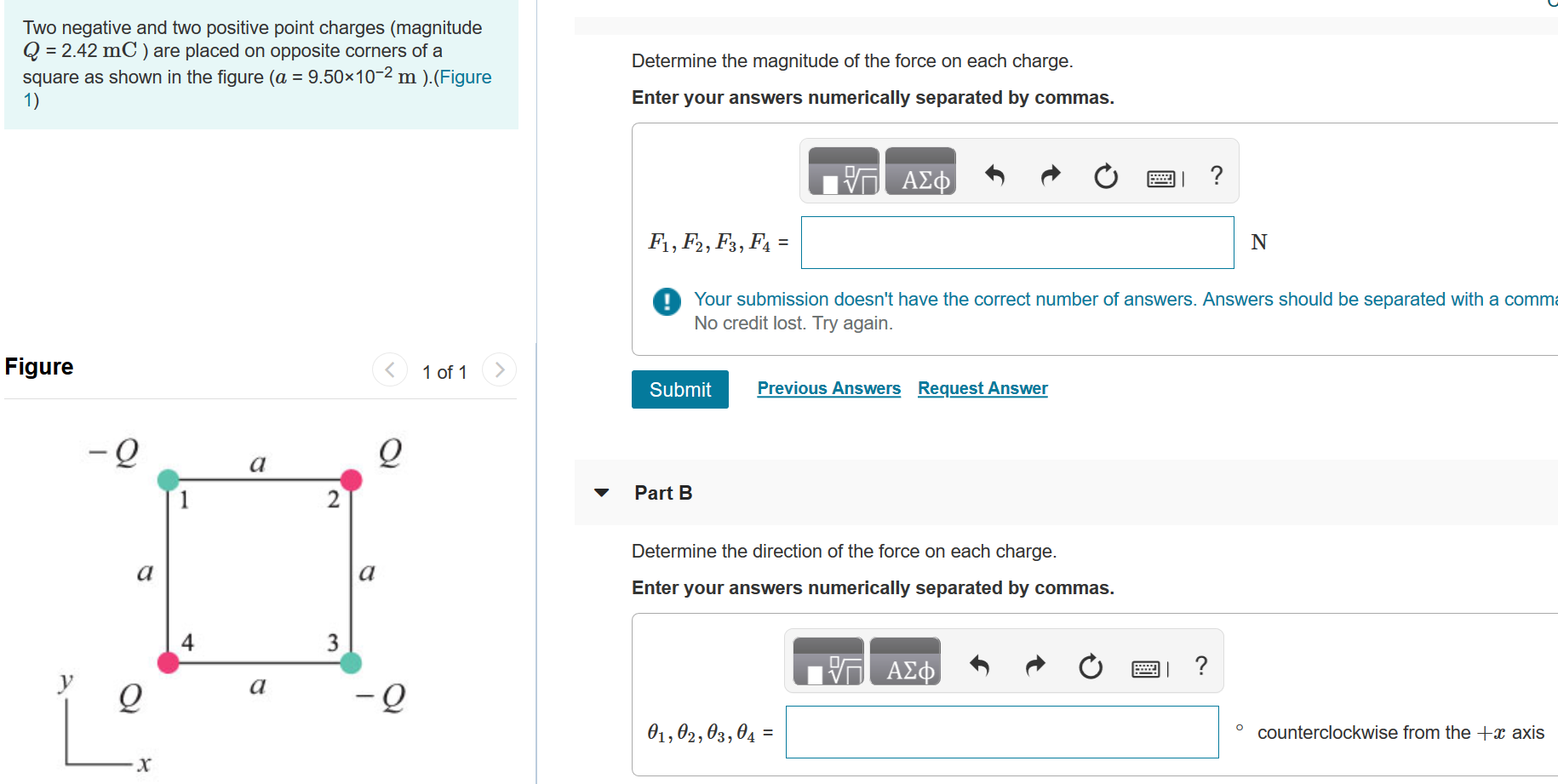 Solved Two negative and two positive point charges | Chegg.com