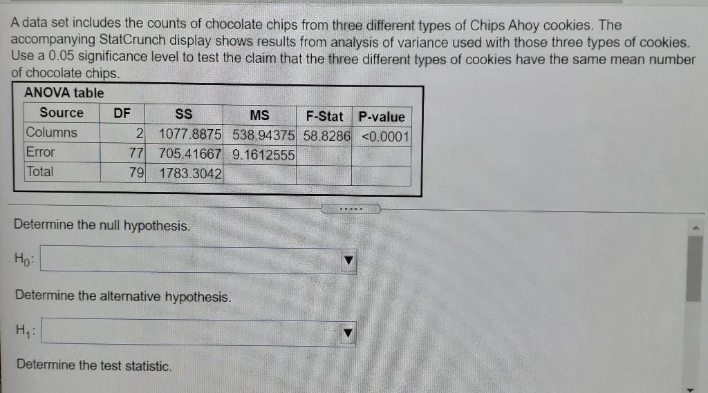 Solved A data set includes the counts of chocolate chips | Chegg.com