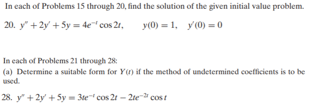 Solved In each of Problems 15 through 20, find the solution | Chegg.com