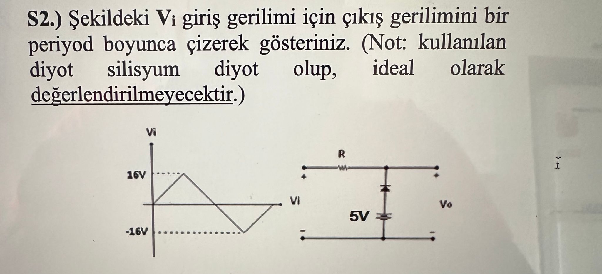 Solved Show the output voltage for the input voltage Vi in | Chegg.com