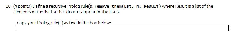 10. (3 points) Define a recursive Prolog rule(s) | Chegg.com