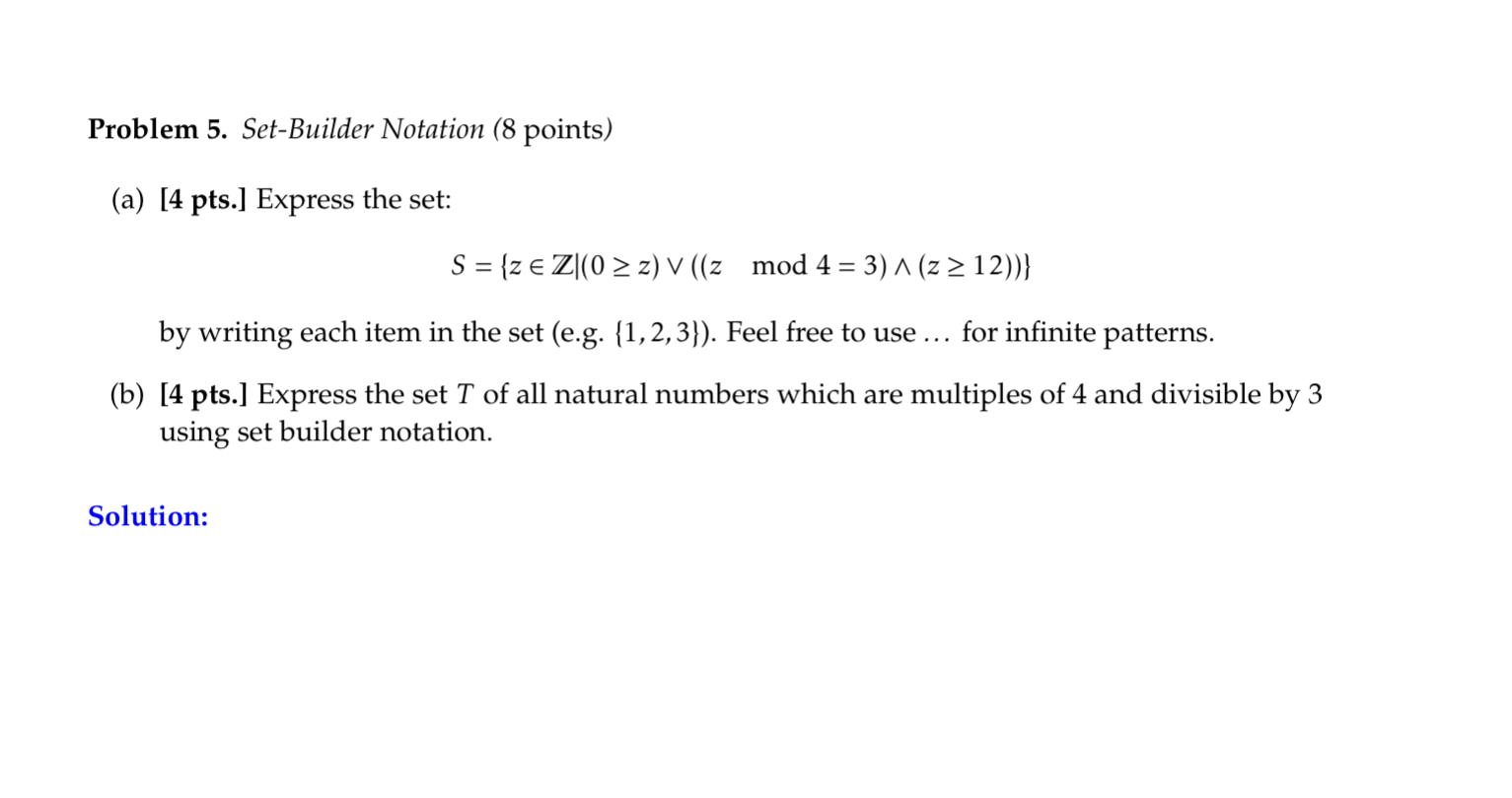 Solved Part AProblem 5. ﻿Set-Builder Notation (8 | Chegg.com
