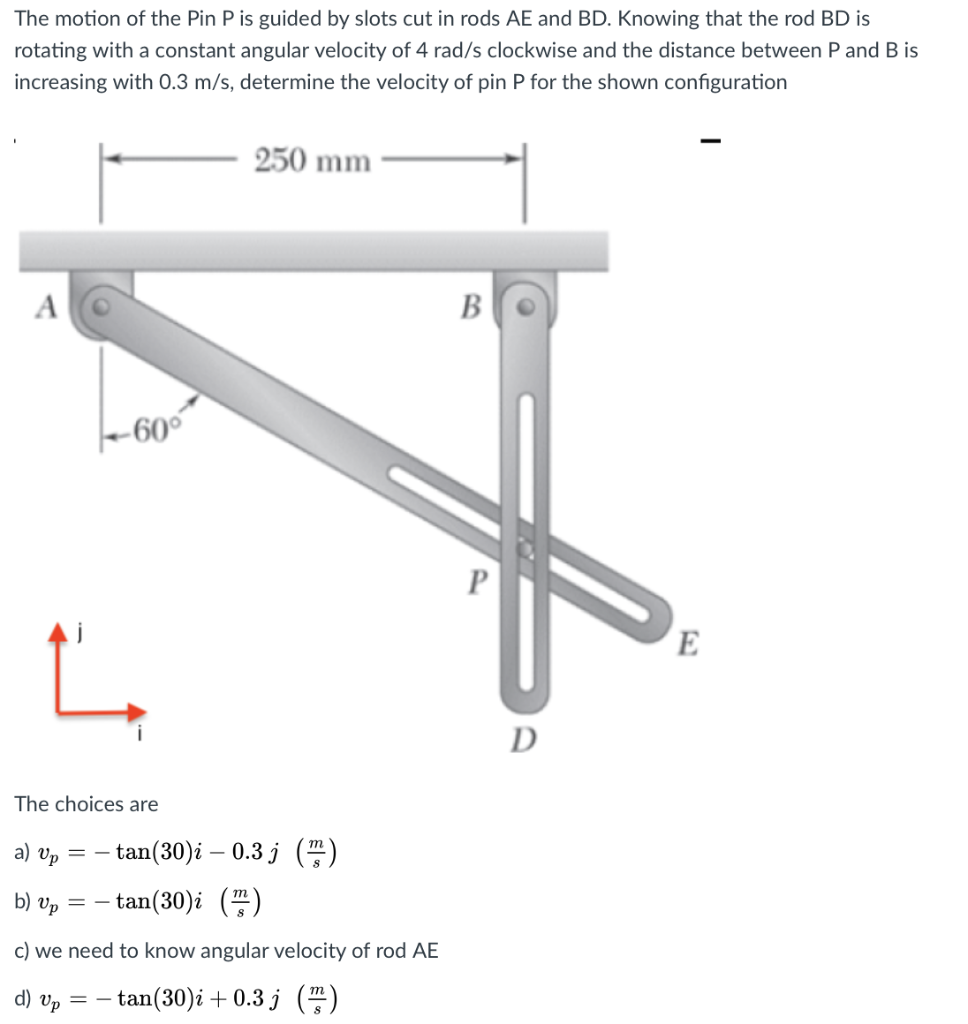 Solved The motion of the Pin Pis guided by slots cut in rods | Chegg.com