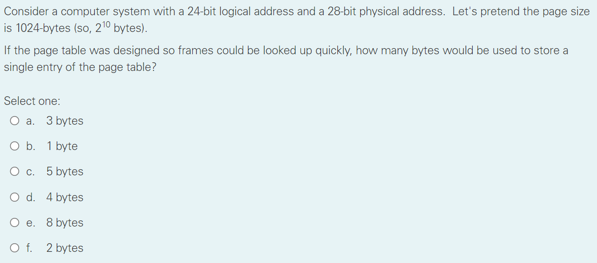 Solved Consider A Computer System With A 24 Bit Logical 8020