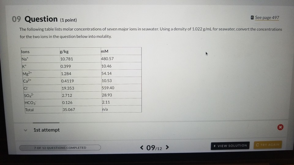 Solved 09 Question (1 point) a See page 497 The following | Chegg.com