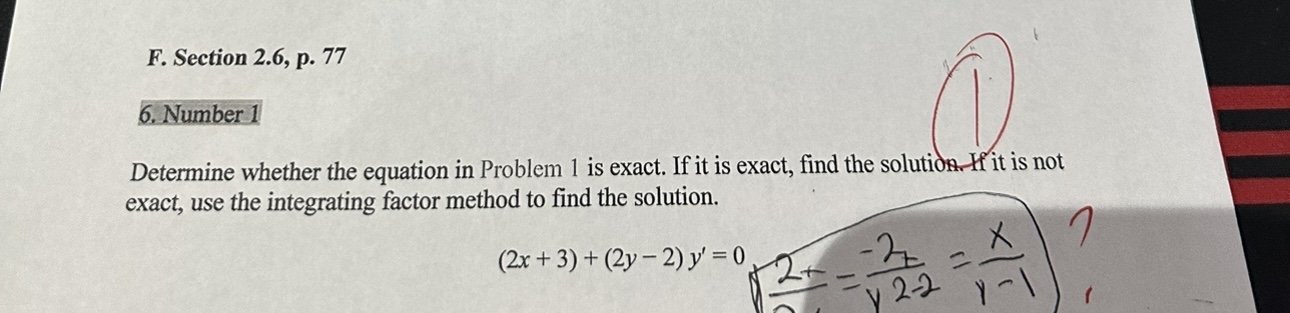 Solved Determine whether the equation in Problem 1 is exact. | Chegg.com