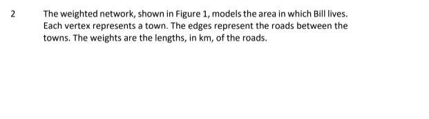 Solved 2 The weighted network, shown in Figure 1, models the | Chegg.com