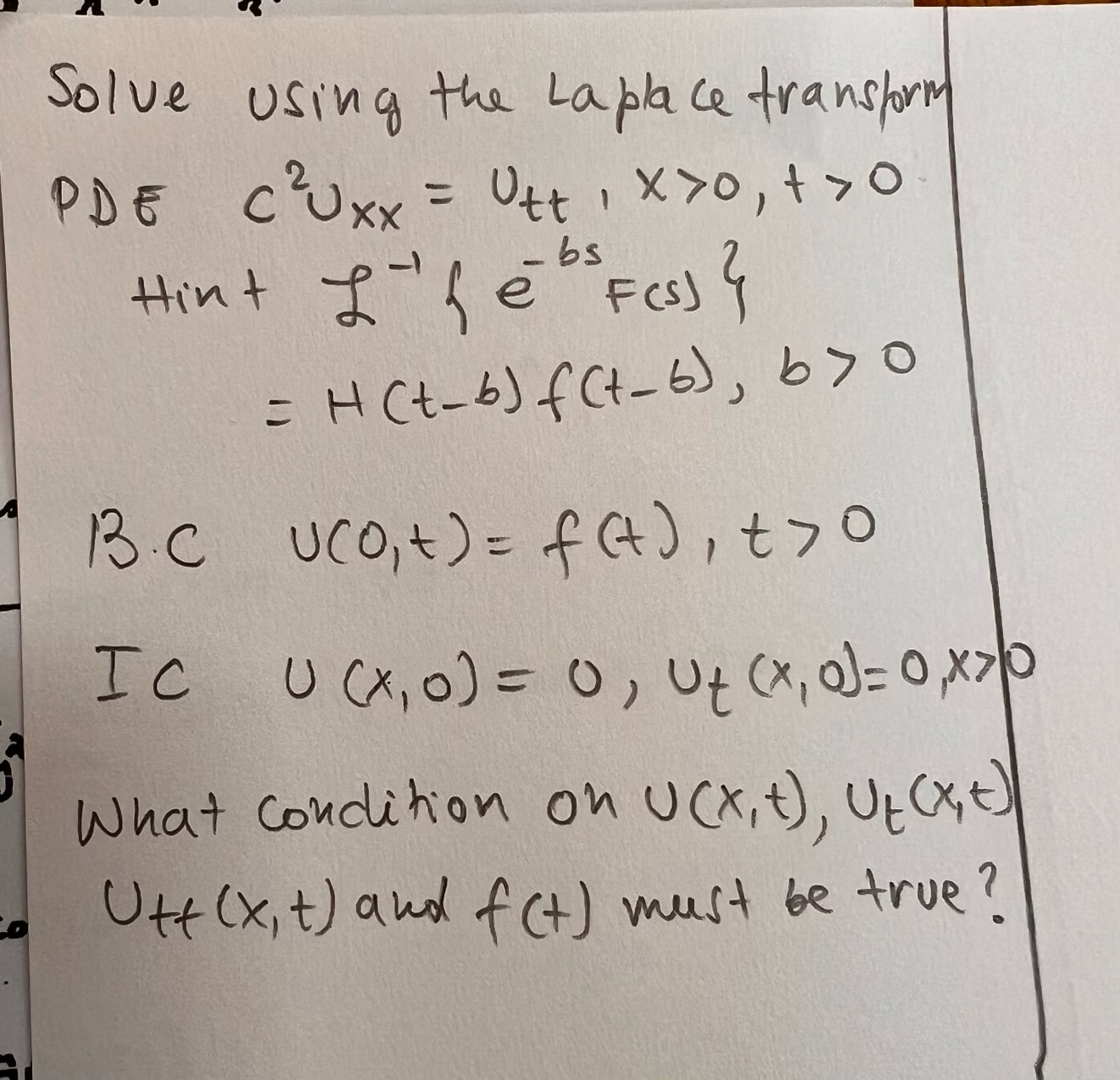 Solved Solve using the Laplace transbrm PDE | Chegg.com Solved Solve using the Laplace transbrm PDE | Chegg.com