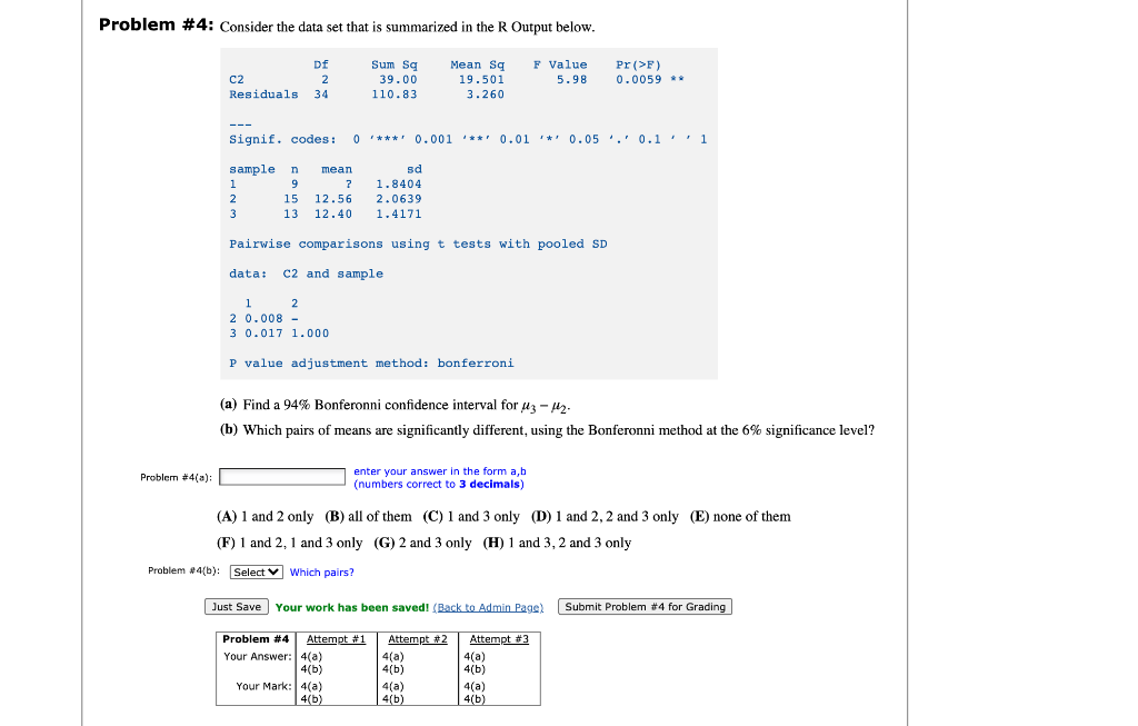 Solved Problem #4: Consider the data set that is summarized | Chegg.com