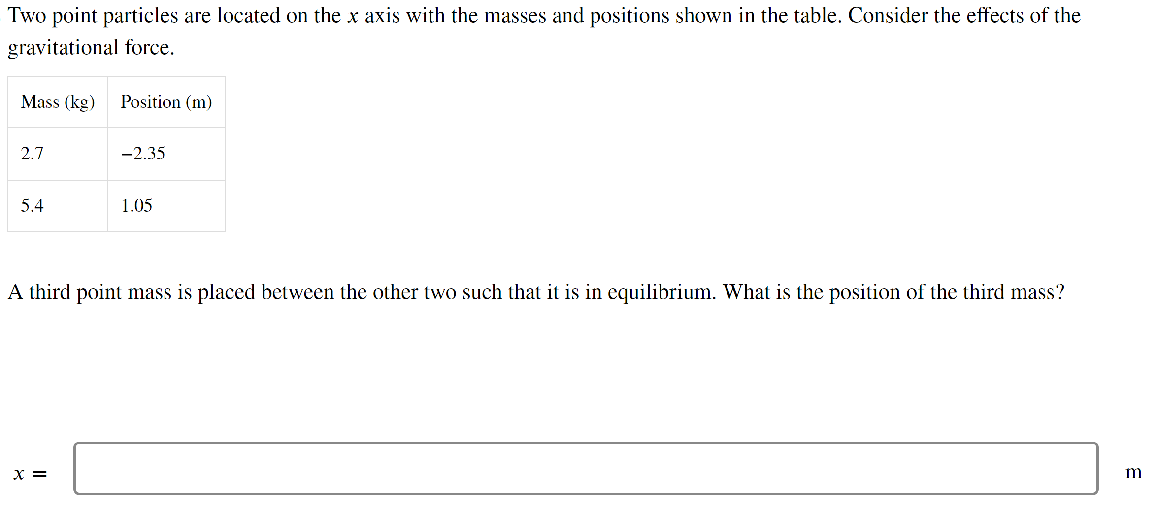 Solved Two point particles are located on the x axis with | Chegg.com