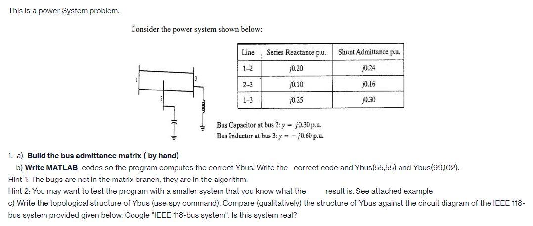 Solved This is a power System problem. Consider the power | Chegg.com