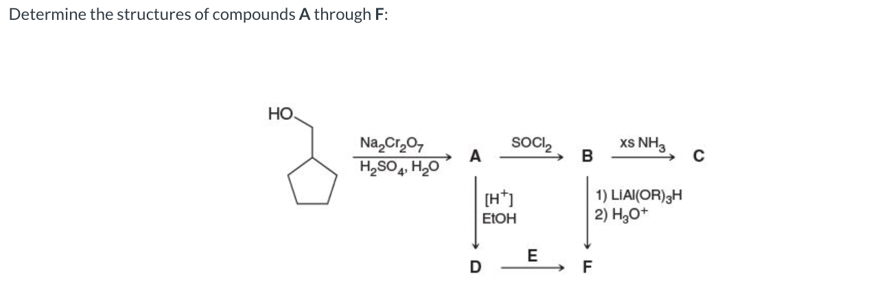 Solved Determine the structures of compounds A through F : | Chegg.com