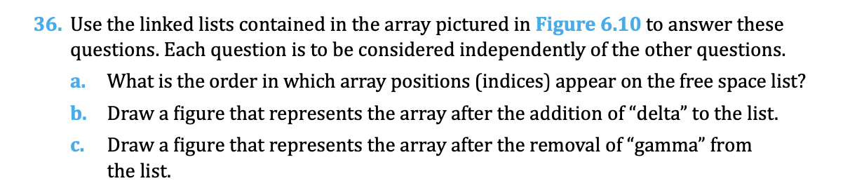 Solved a. 36. Use the linked lists contained in the array | Chegg.com