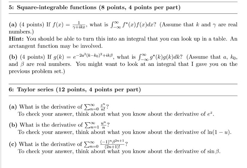 Solved 5: Square-integrable functions (8 points, 4 points | Chegg.com