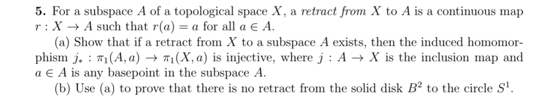 Solved 5. For a subspace A of a topological space X, a | Chegg.com